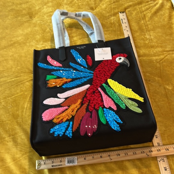 kate spade | Bags | Kate Spade Canvas Wleather Trim Sequin Parrot Large ...